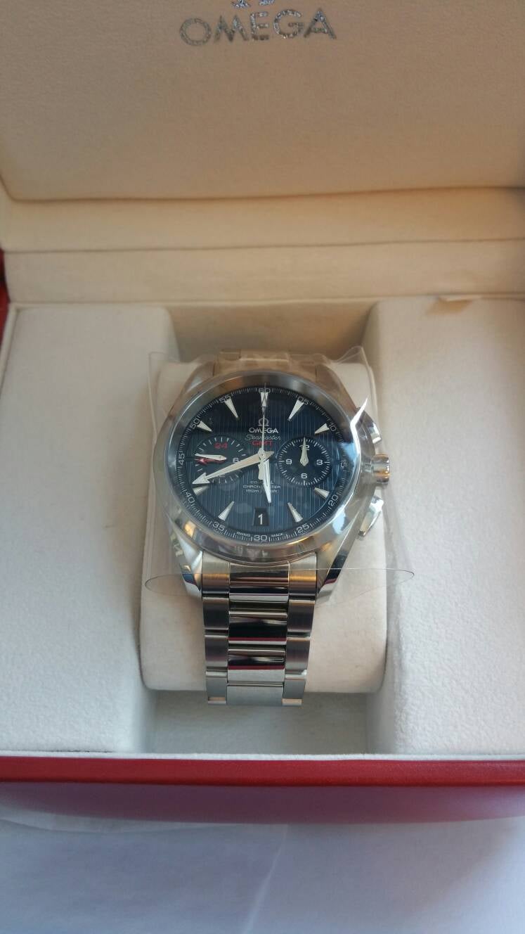 FS- Omega Aqua Terra GMT Chronograph 9605 Stunning Blue Teak Dial ...