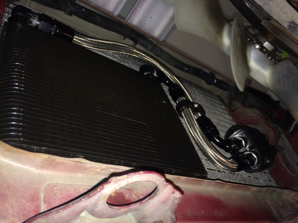 First 7mgte Driftmotion Oil Cooler w/ Tstat and Filter Relocation ...