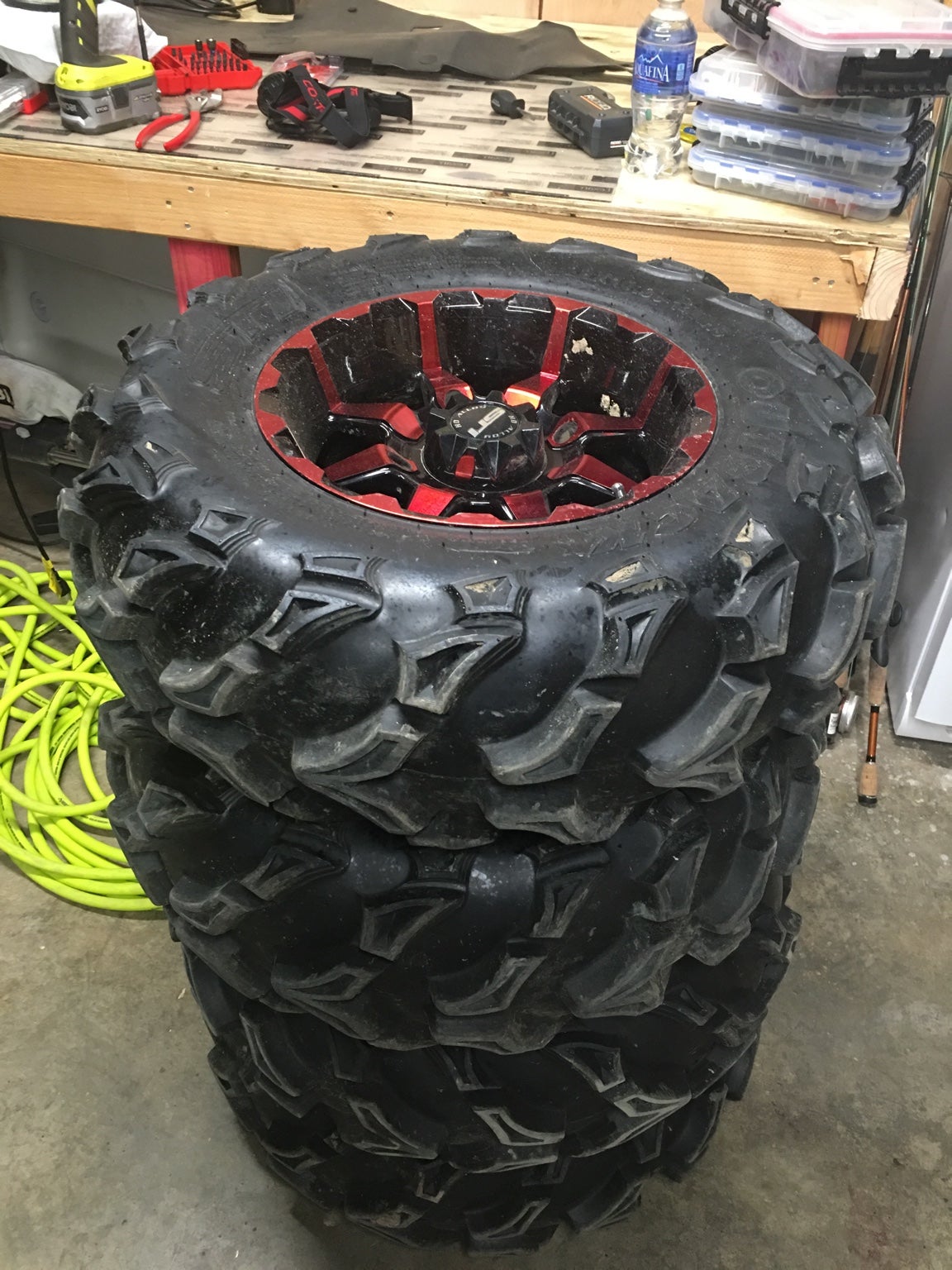 28 inch Sti outback on 14 inch Sti rims black and red | Polaris RZR ...