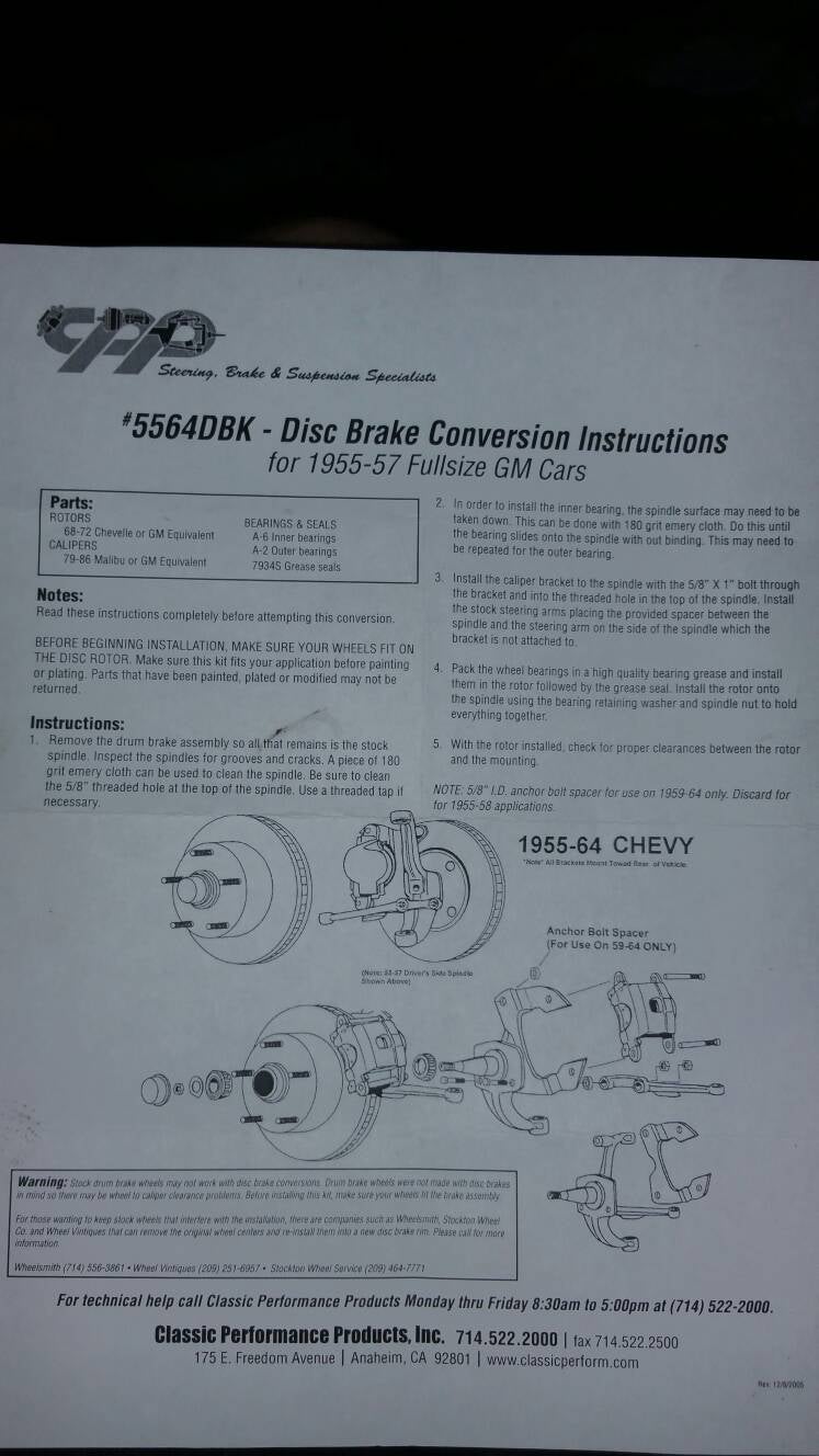 Cpp brake kit parts | Chevy Tri Five Forum