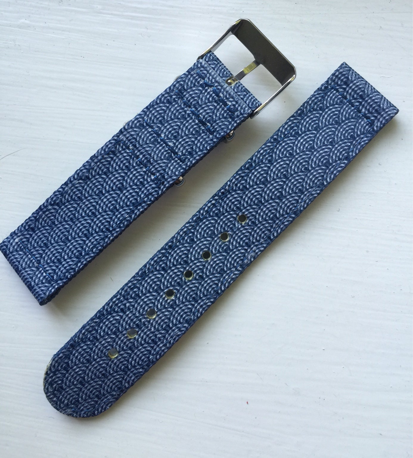 SOLD 20mm blue patterned 2-piece nato style strap | WatchUSeek Watch Forums