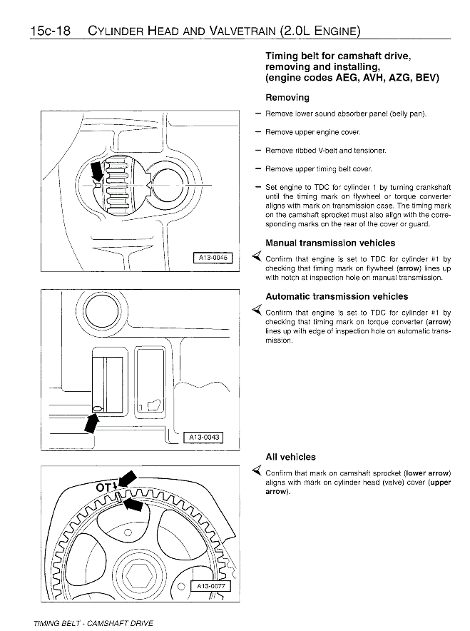 Crankshaft timing marks auto trans 2.0 ? | VW Vortex - Volkswagen Forum