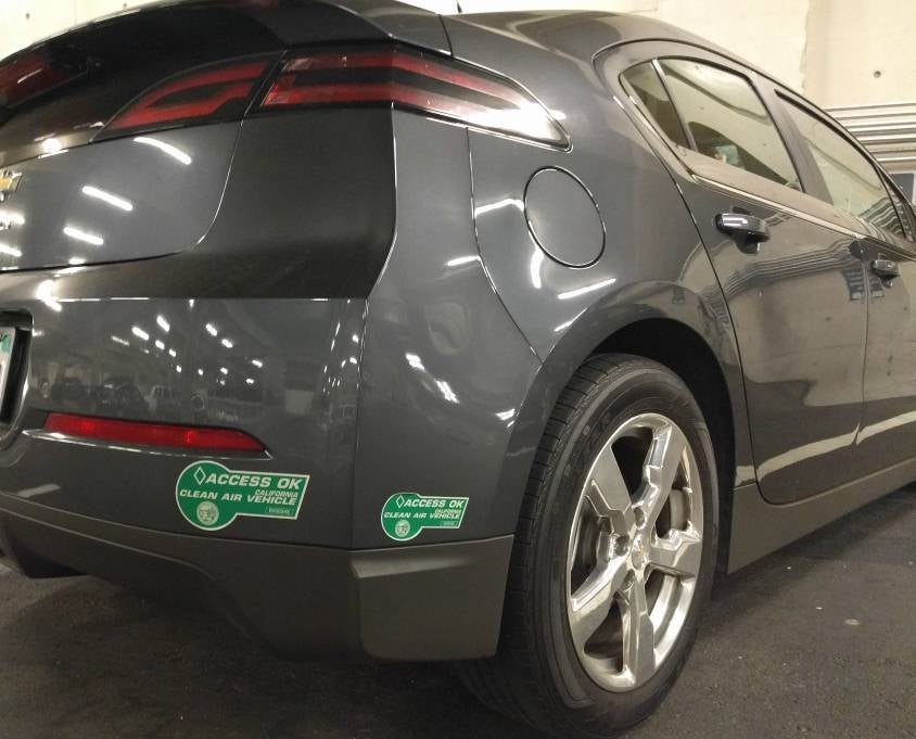 Proper placement of CA HOV stickers. | GM Volt Forum