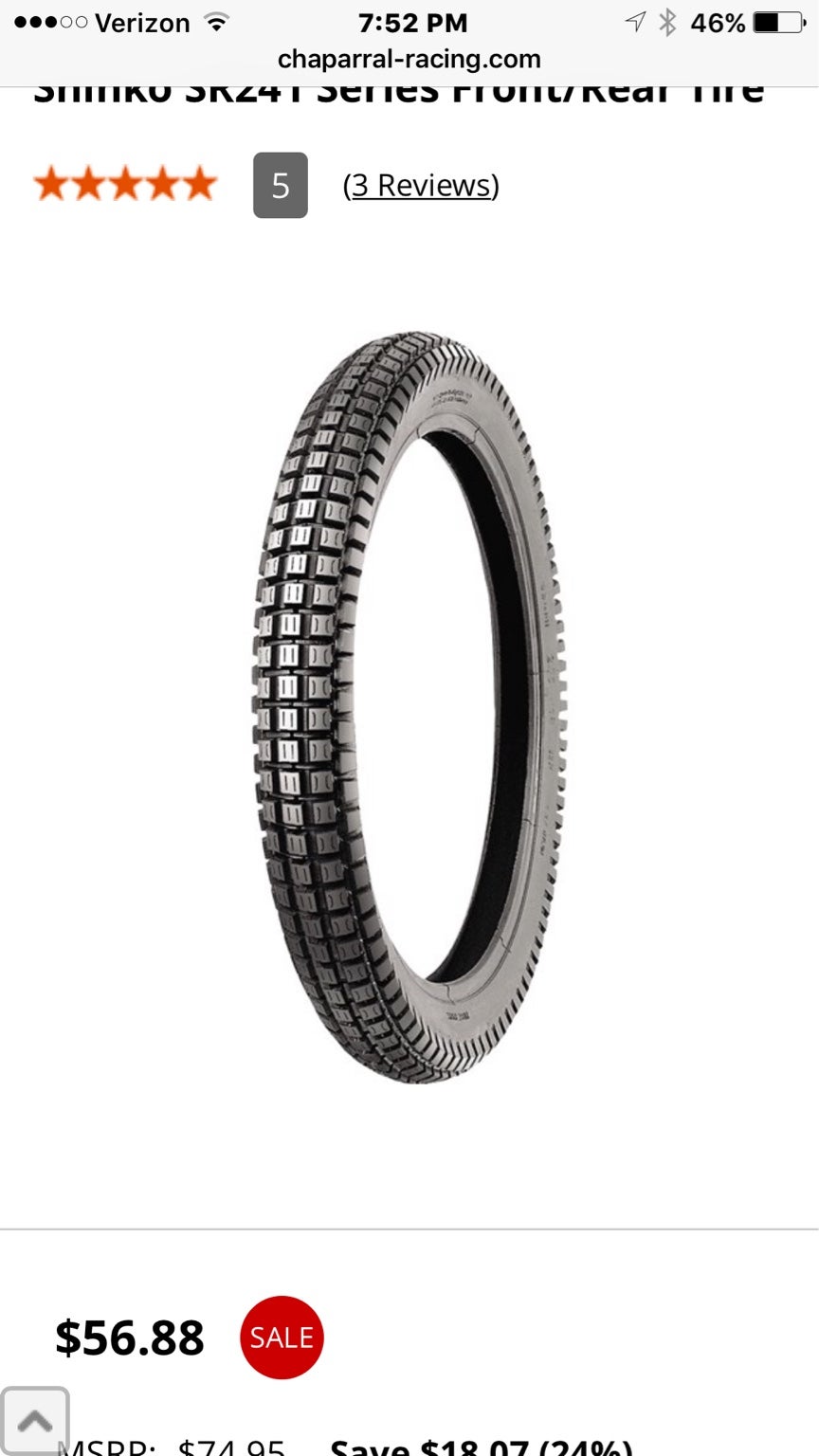 Shinko SR 241 in 130/18-80 front tire | TW200 Forum