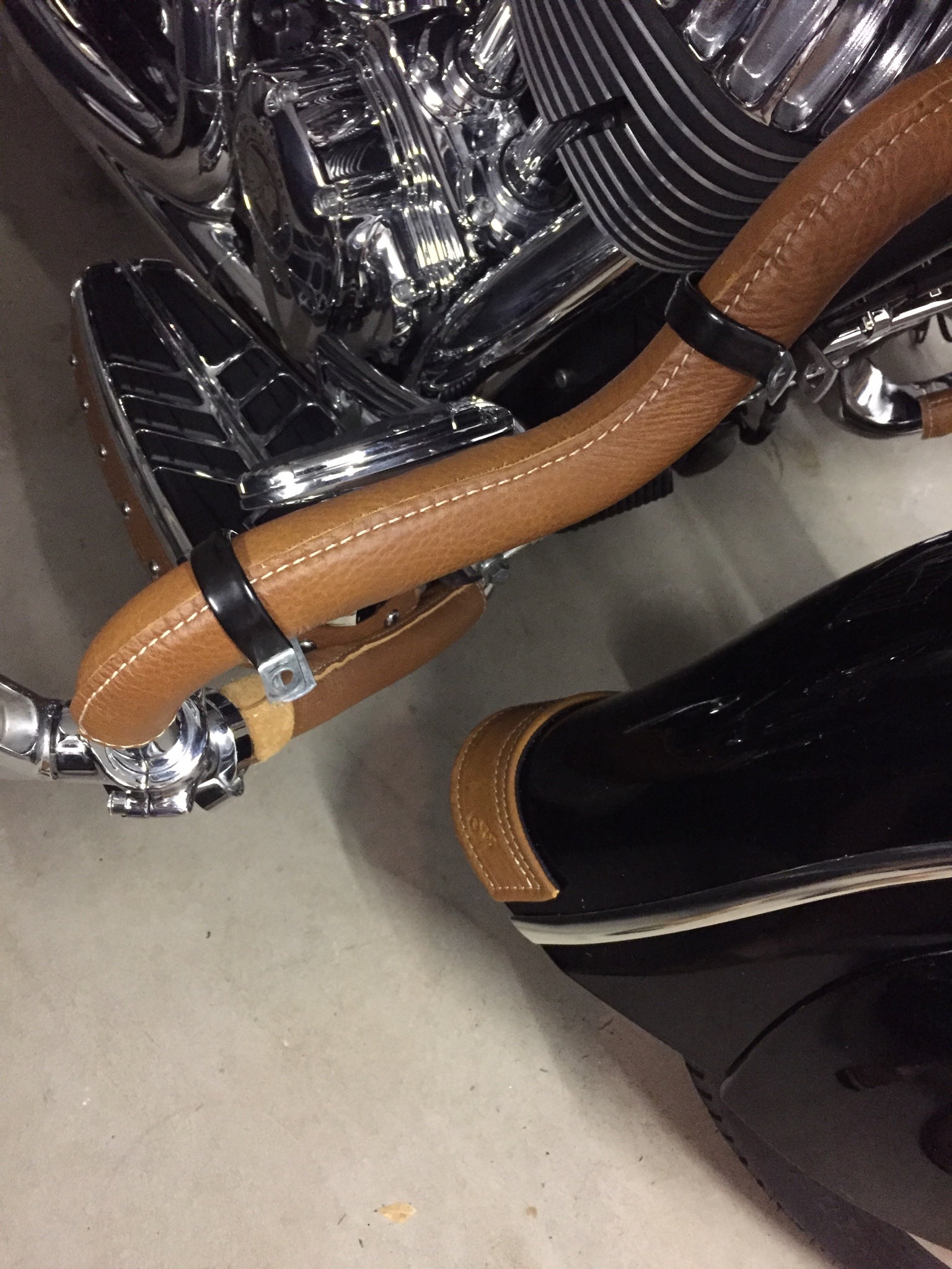 Moustache partial leather wraps on RM | Indian Motorcycle Forum