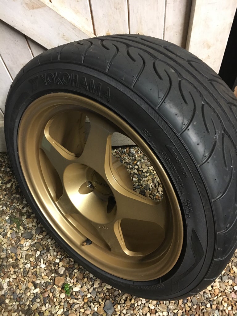 Gold 16x8 Rota Slipstreams with 215/45 AD08R's | MiniTorque.com