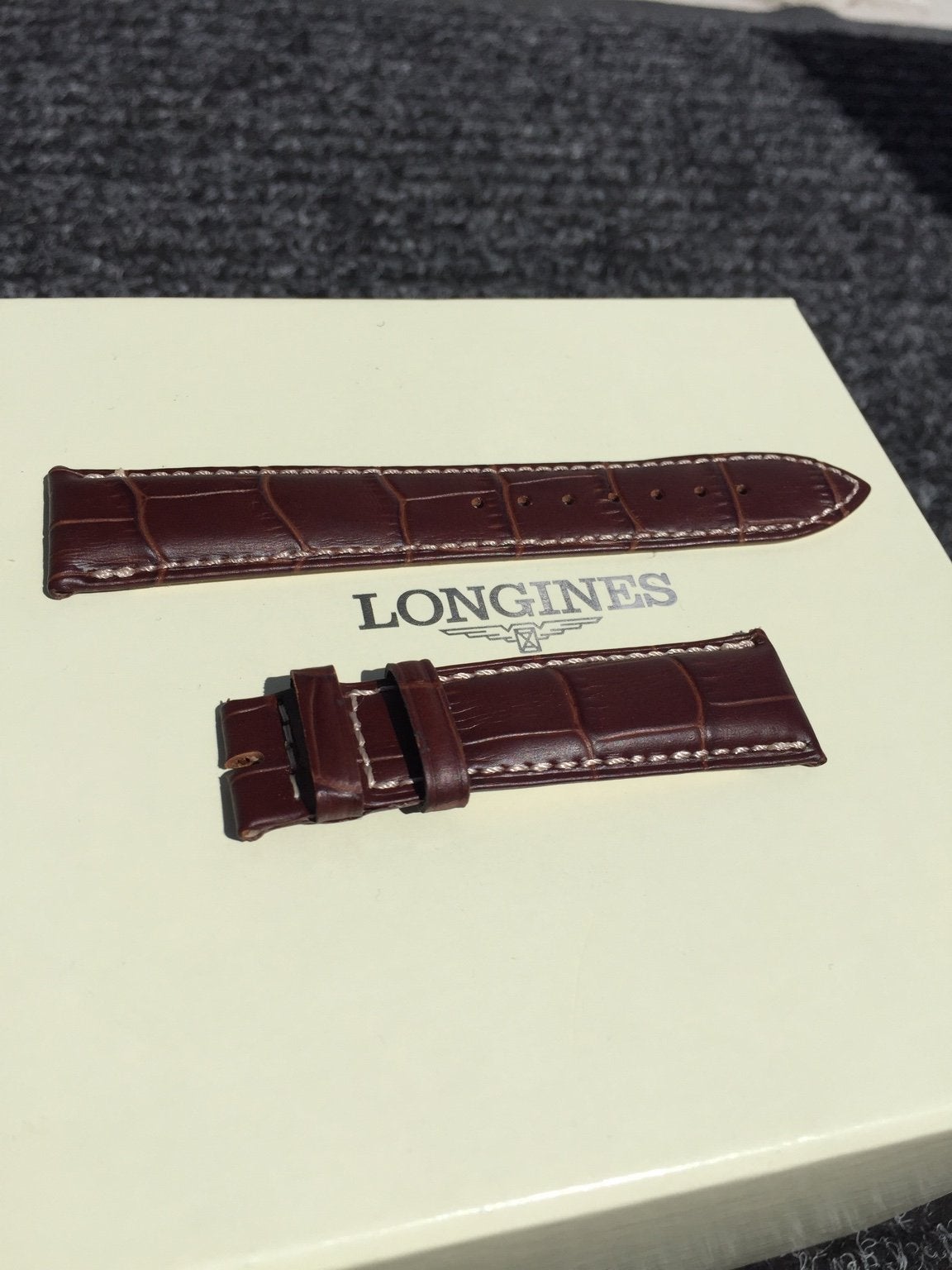 NEW 20mm Longines Alligator Strap and MINT Longines Deployant Clasp ...