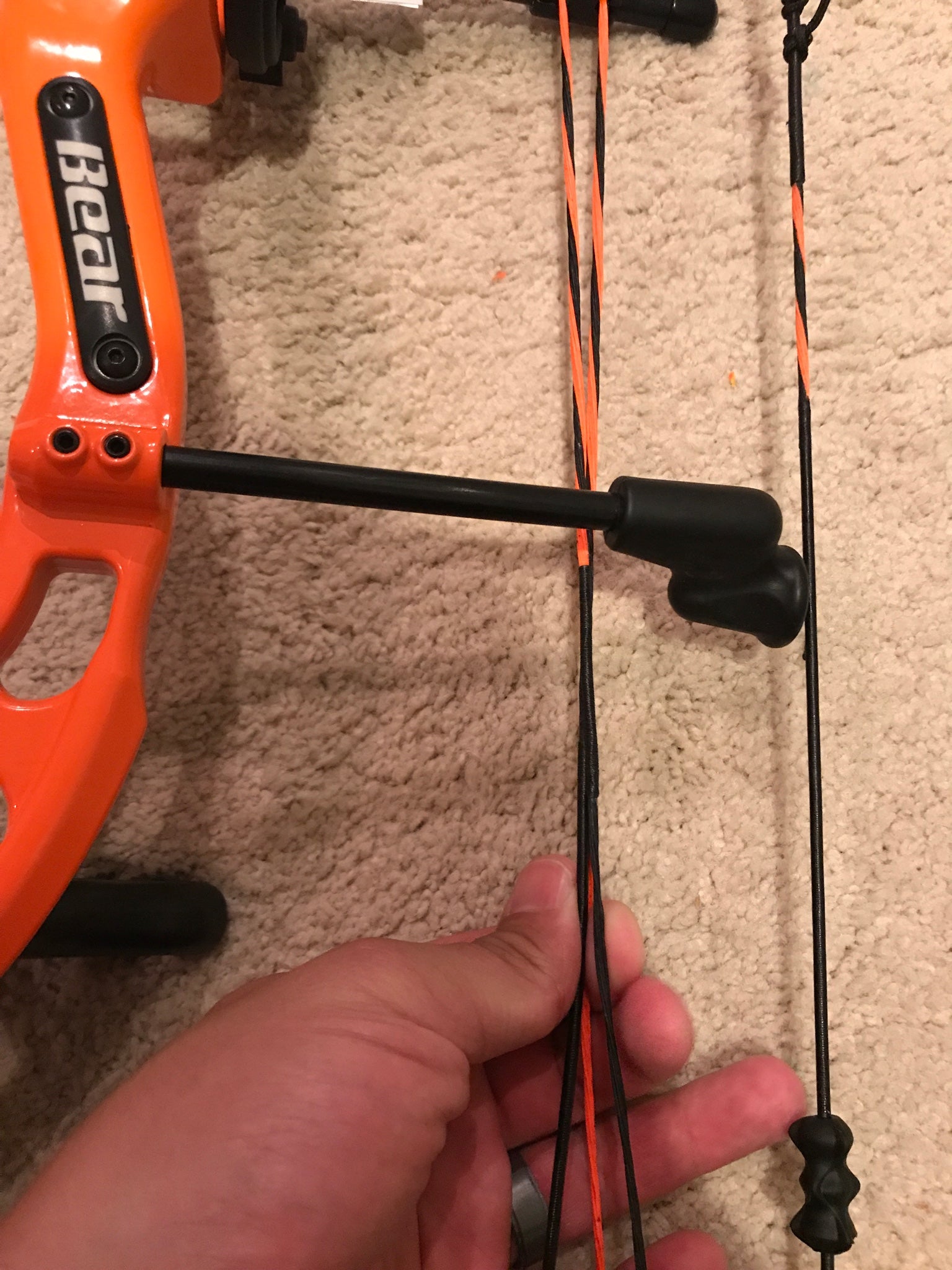 Dual cam, cable making contact with lower buss cable yoke at full draw ...