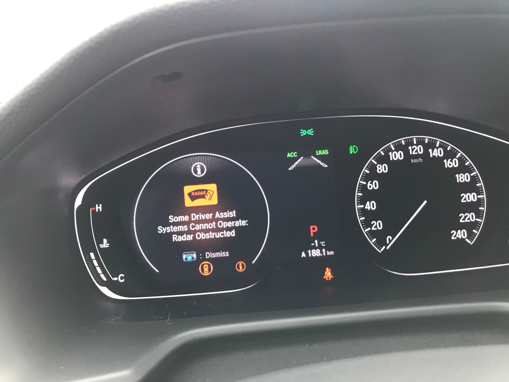 Some Driver Assist Radar Obstructed