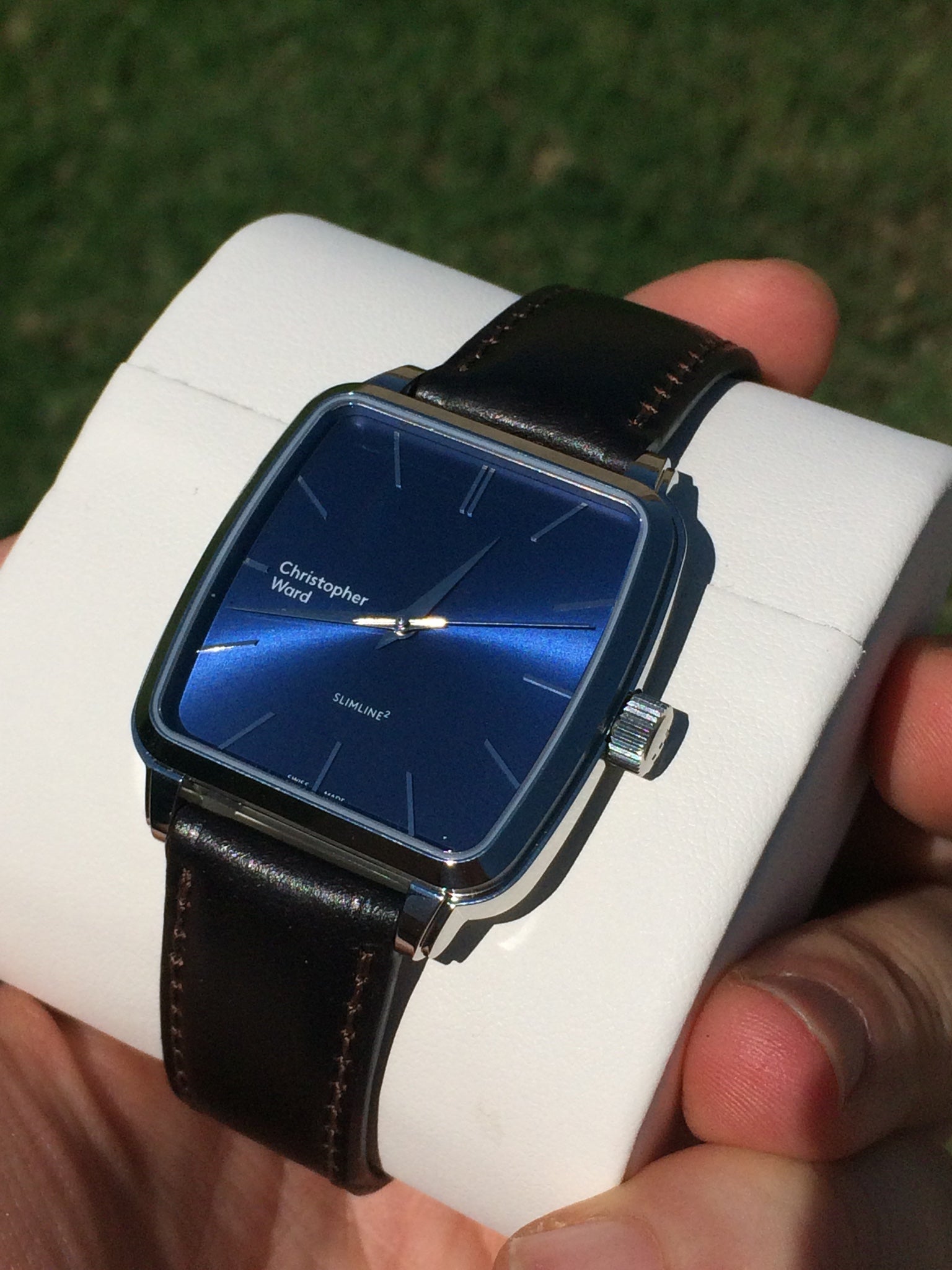 CHRISTOPHER WARD SLIMLINE 2 MALVERN C5 SQUARE BLUE DRESS WATCH MANUAL ...