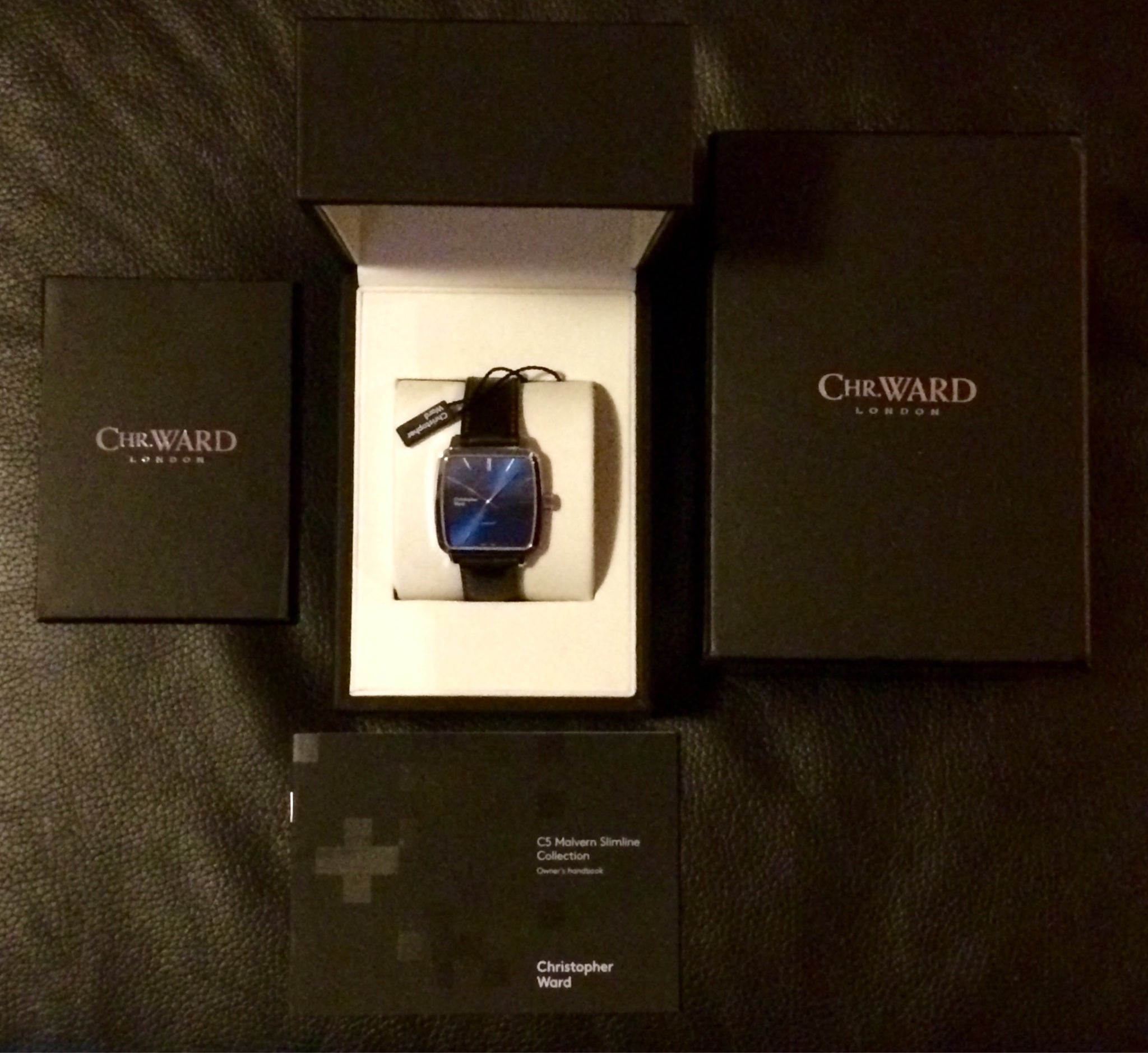 CHRISTOPHER WARD SLIMLINE 2 MALVERN C5 SQUARE BLUE DRESS WATCH MANUAL ...
