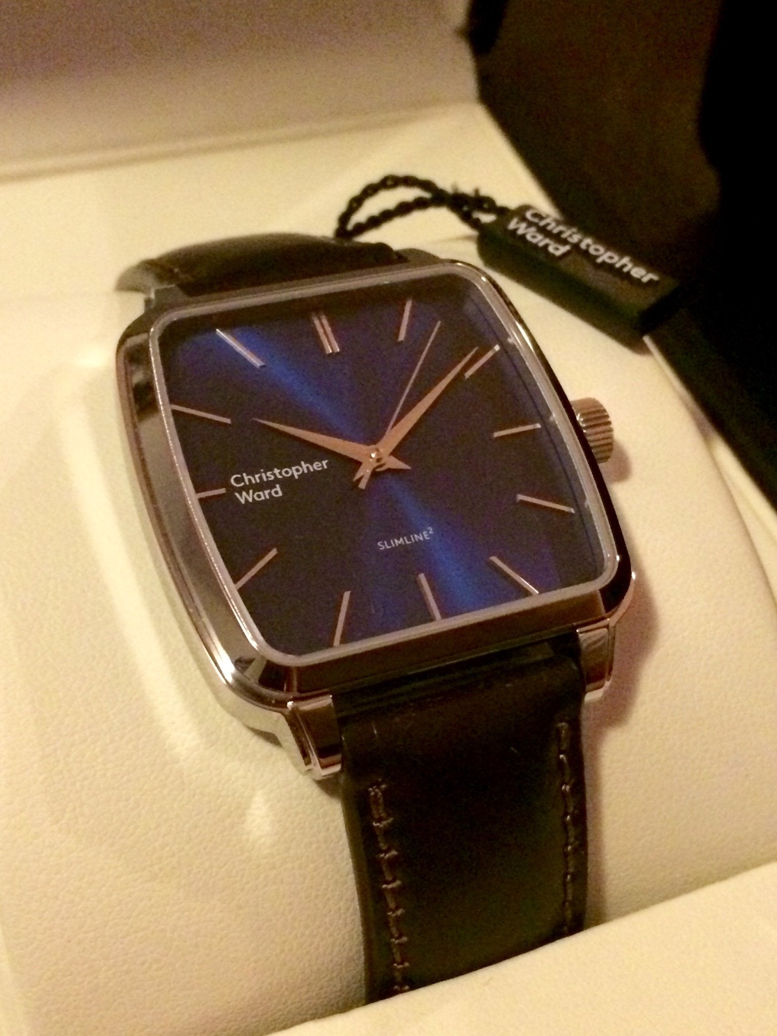 CHRISTOPHER WARD SLIMLINE 2 MALVERN C5 SQUARE BLUE DRESS WATCH MANUAL ...