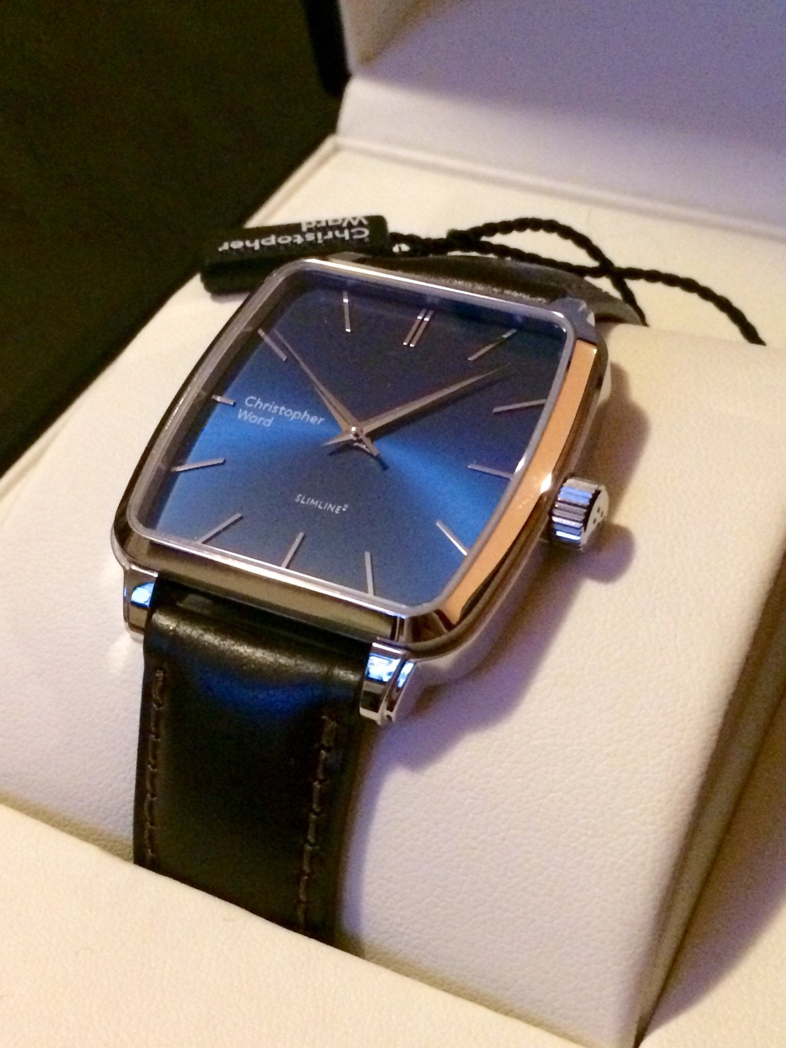 CHRISTOPHER WARD SLIMLINE 2 MALVERN C5 SQUARE BLUE DRESS WATCH MANUAL ...