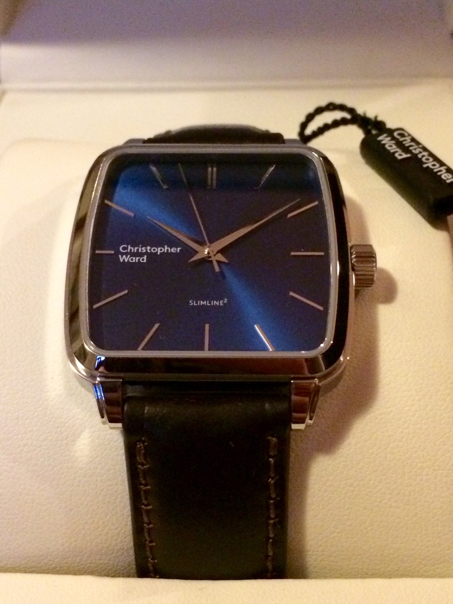CHRISTOPHER WARD SLIMLINE 2 MALVERN C5 SQUARE BLUE DRESS WATCH MANUAL ...