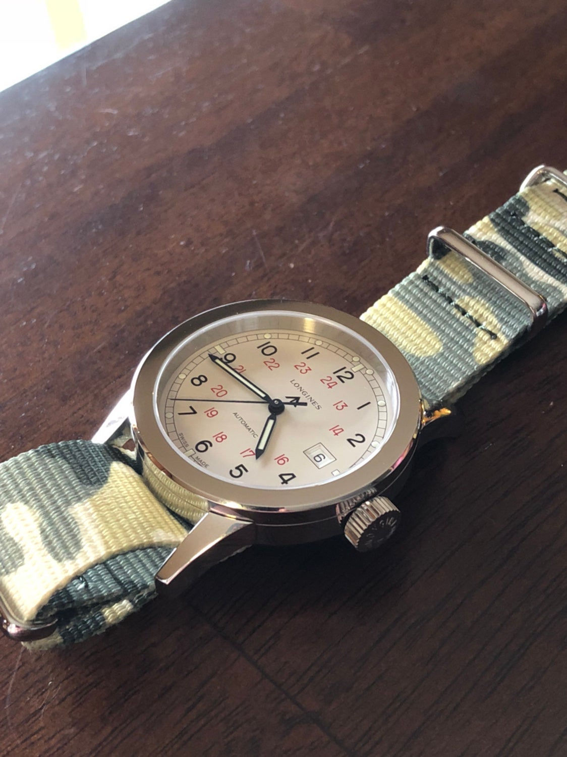 Longines COSD Heritage Paratrooper watch Full Set! Cream Dial / Green ...