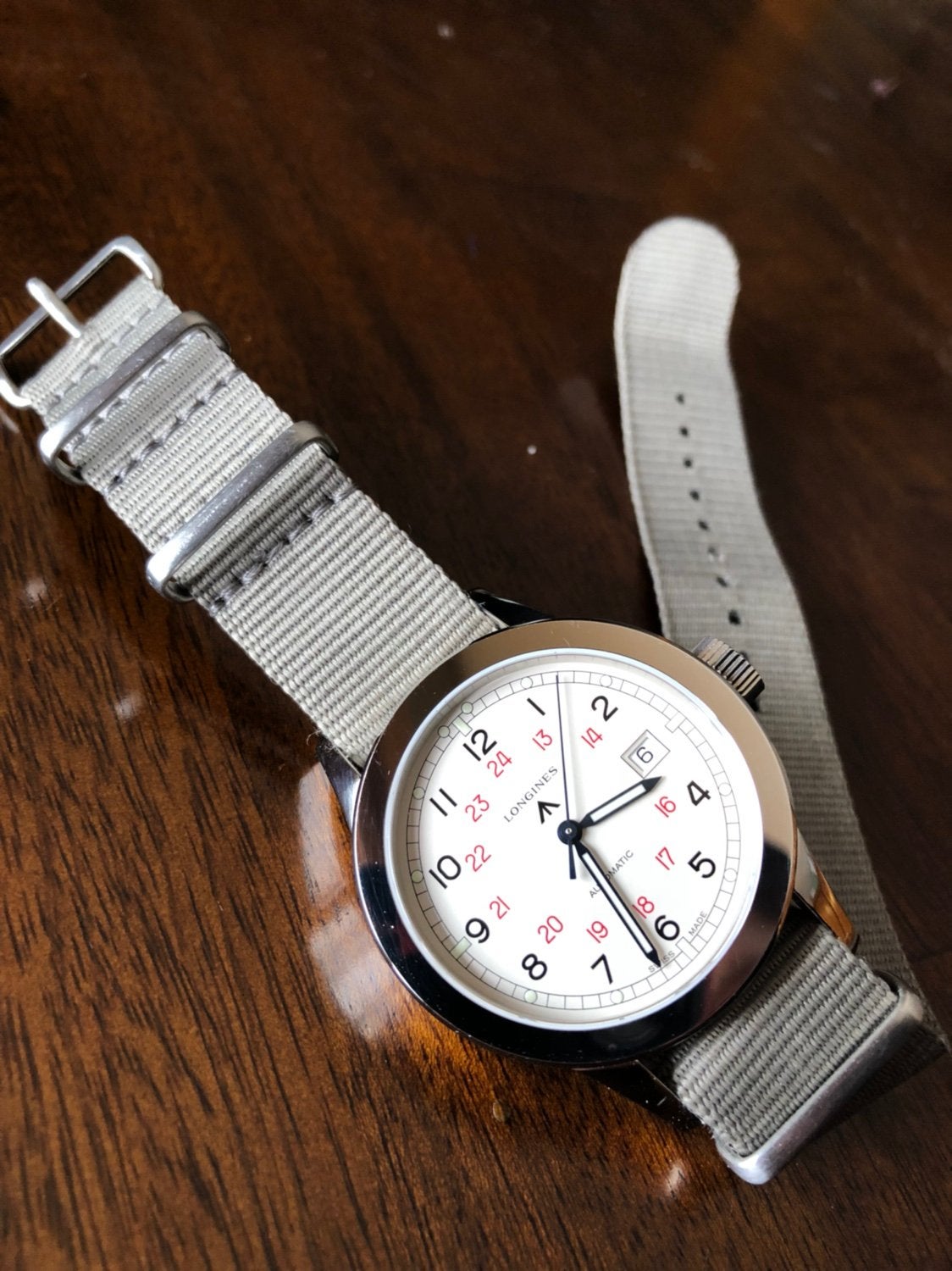 Longines COSD Heritage Paratrooper watch Full Set! Cream Dial / Green ...