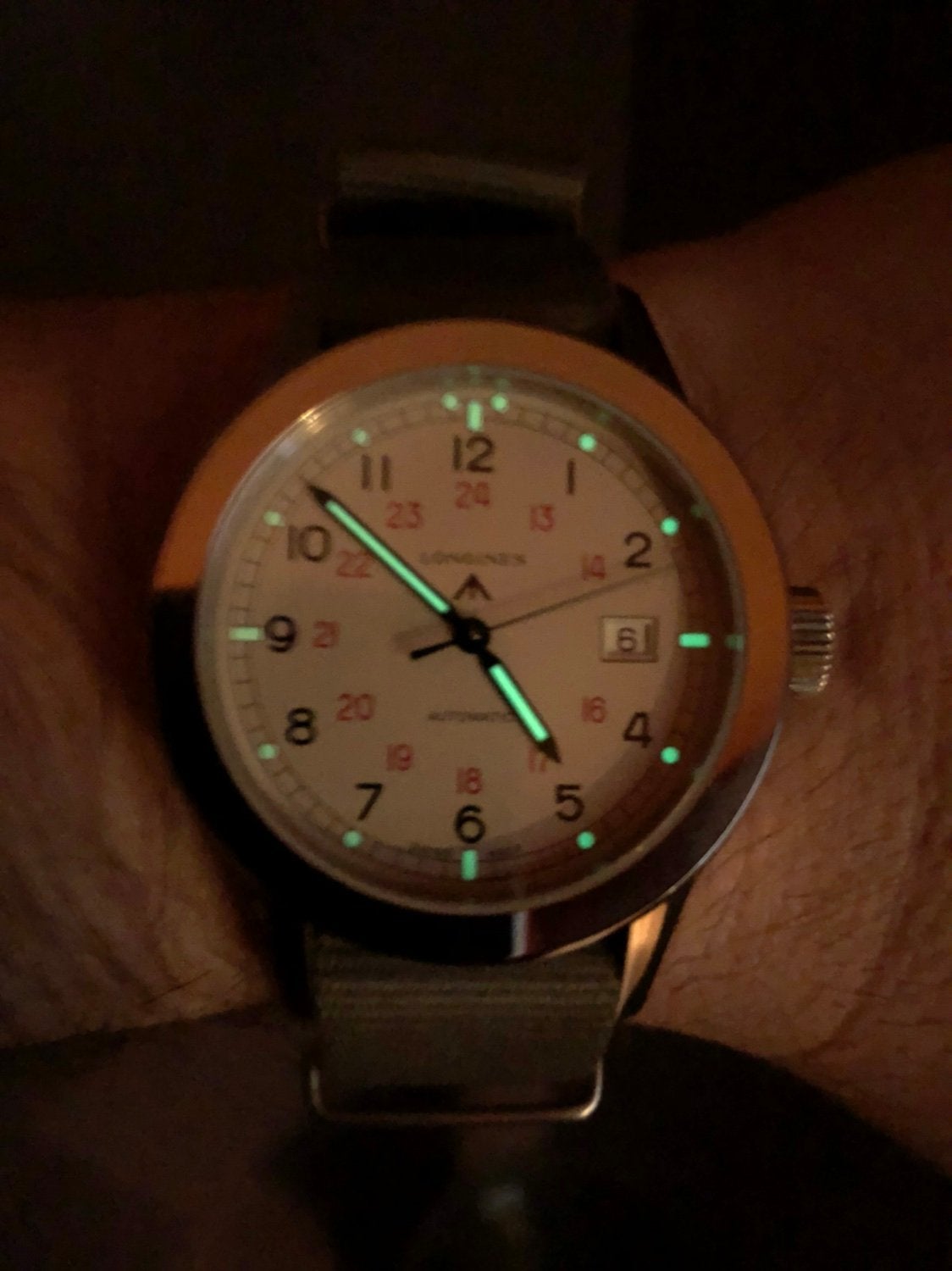 Longines COSD Heritage Paratrooper watch Full Set! Cream Dial / Green ...