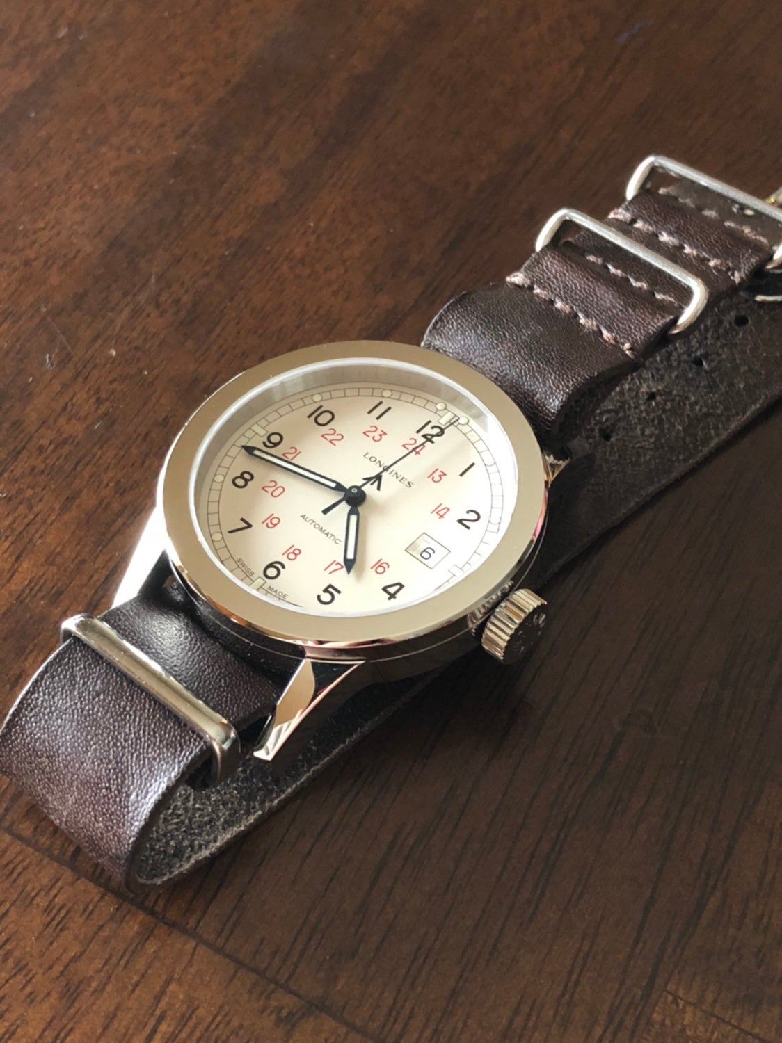 Longines COSD Heritage Paratrooper watch Full Set! Cream Dial / Green ...