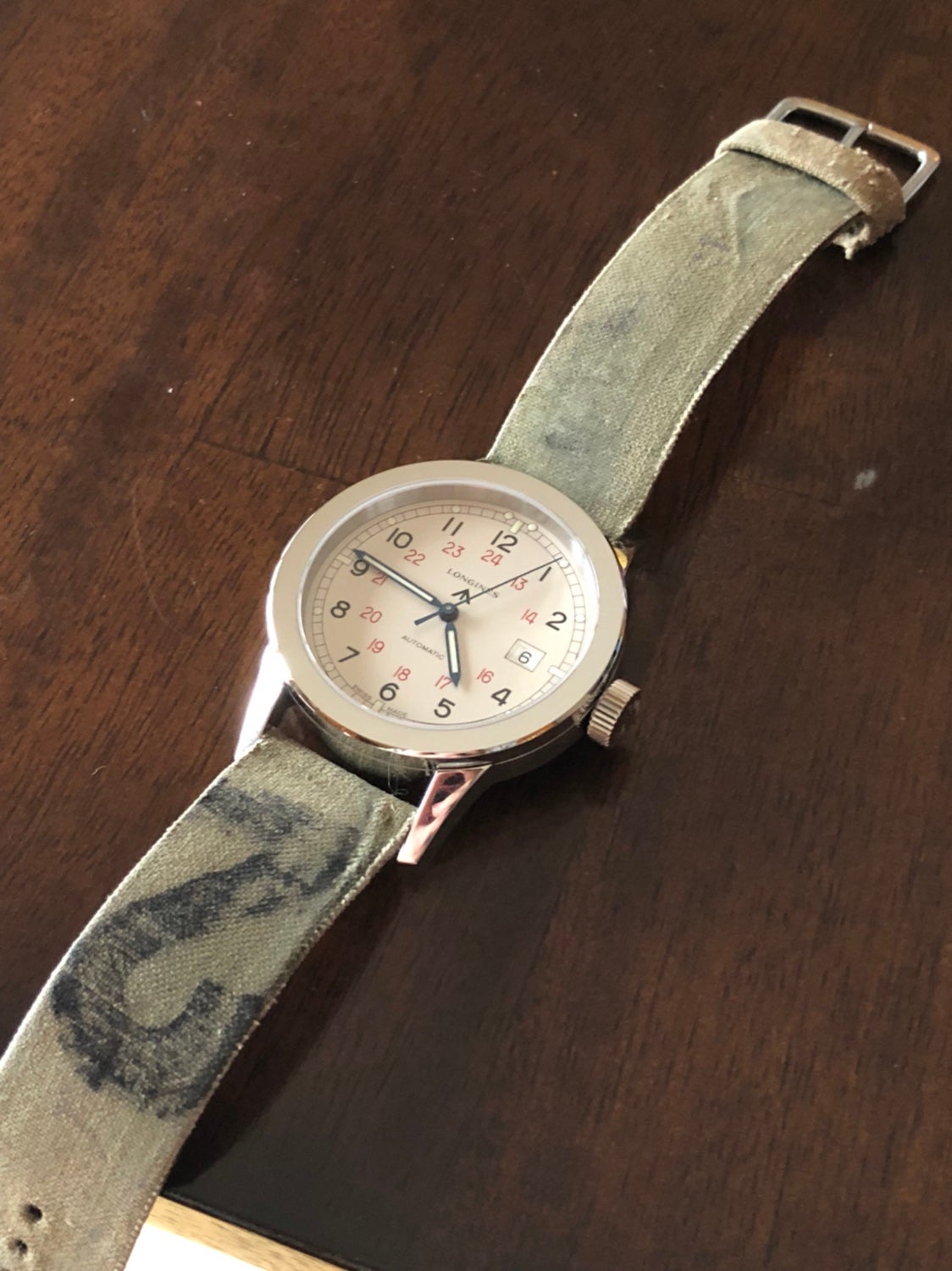 Longines COSD Heritage Paratrooper watch Full Set! Cream Dial / Green ...