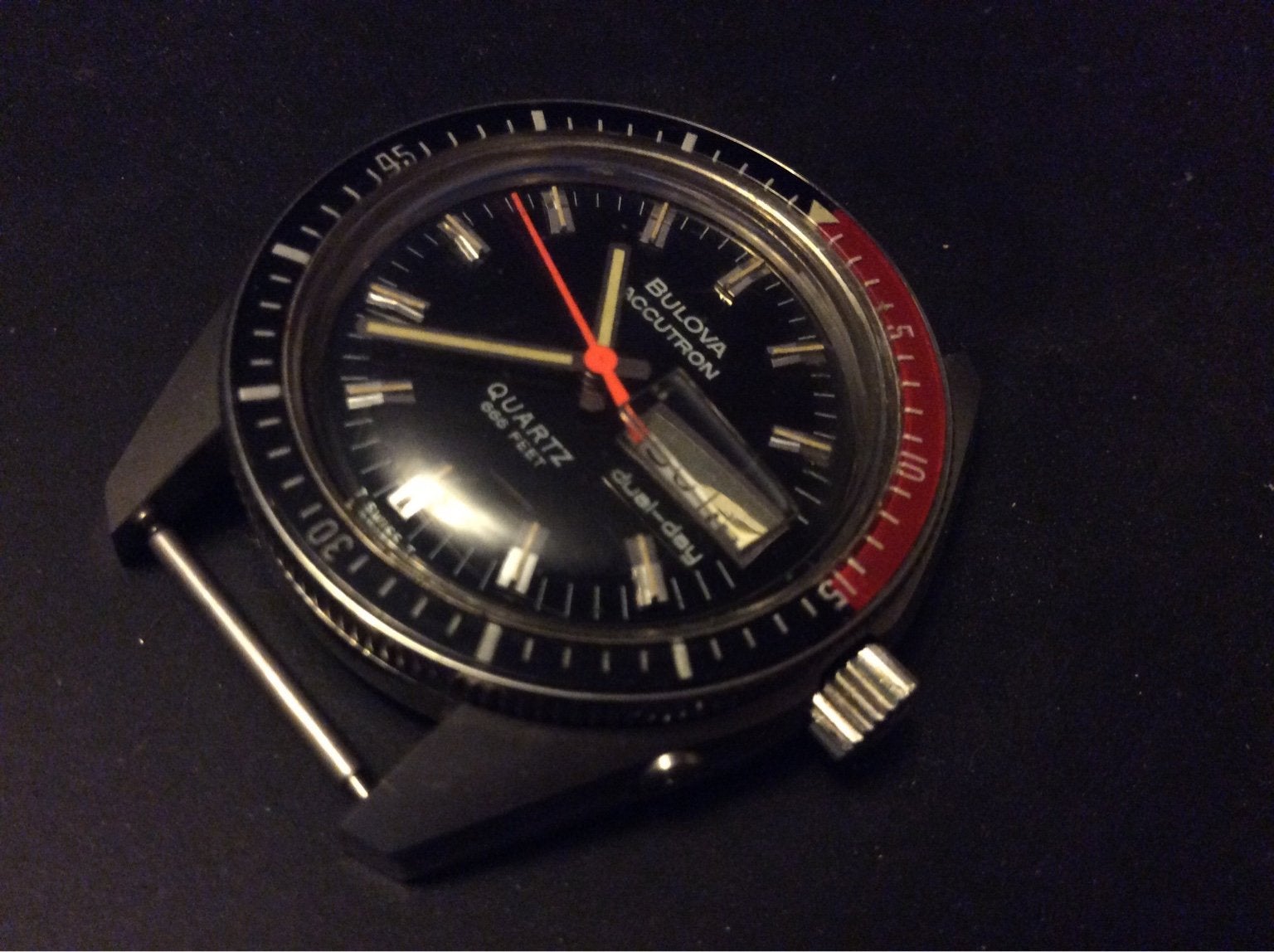 1979 Bulova N9 Accutron 666ft Dual Day Dive Watch Devil Diver ...
