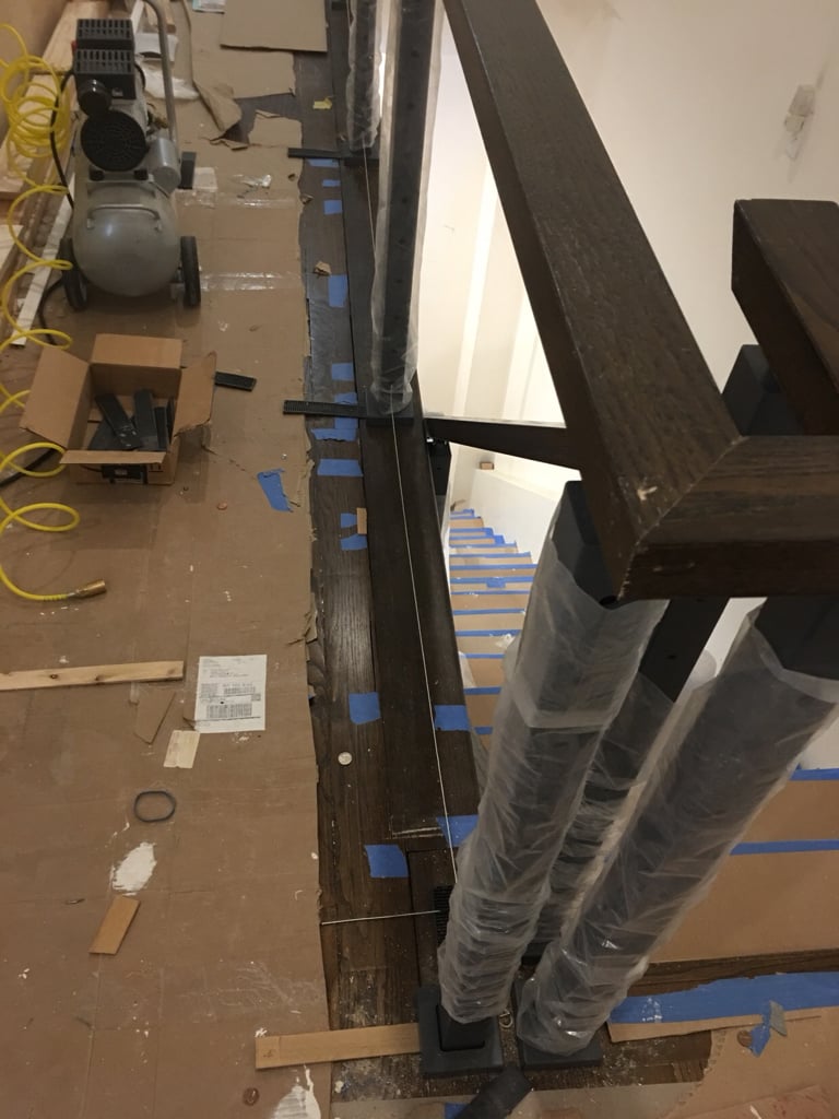 Installing bullnose on hallway overlooking stairway | Woodworking Talk