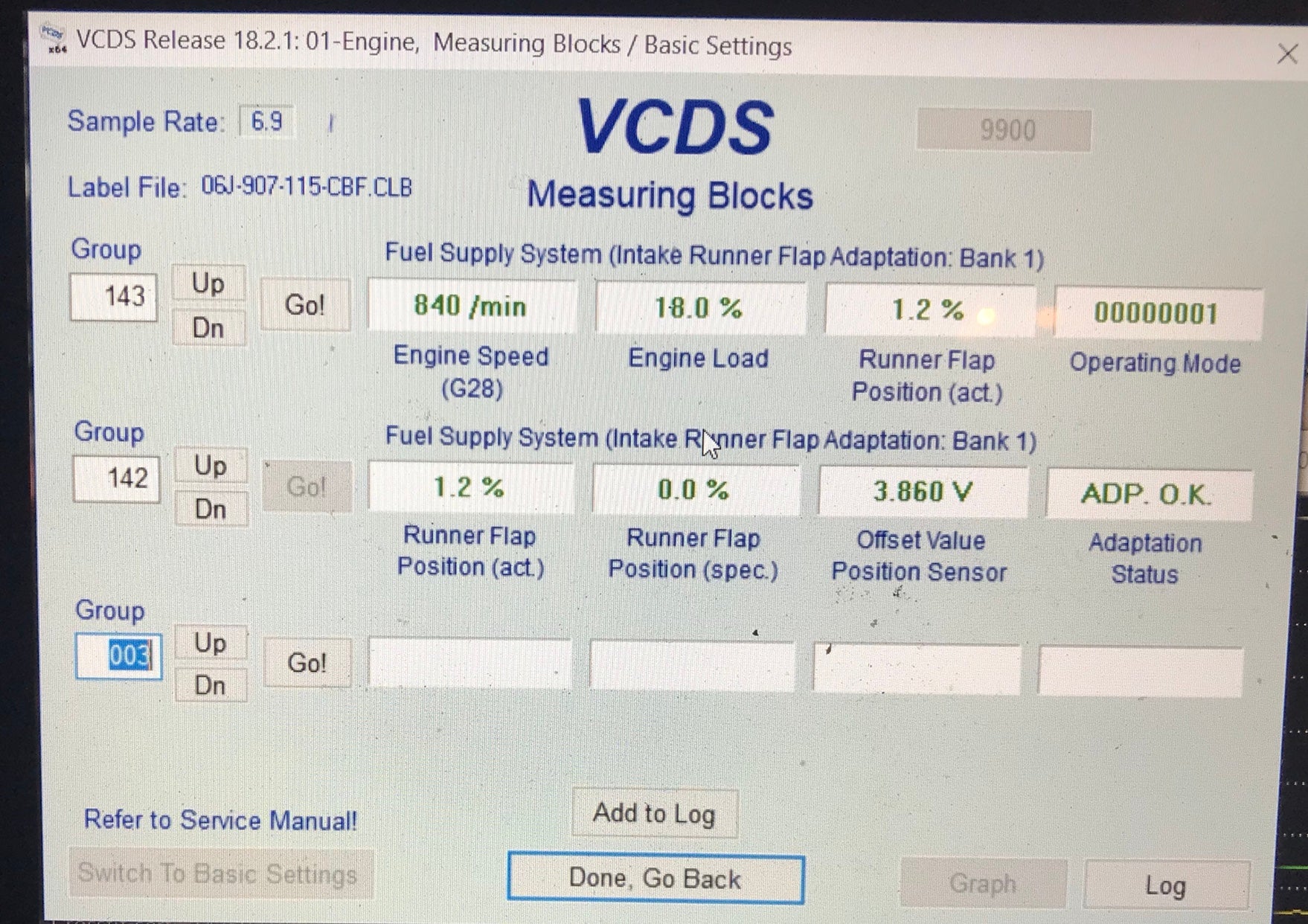 Sensor de posición de la mariposa del colector de admisión, valor 0% ...