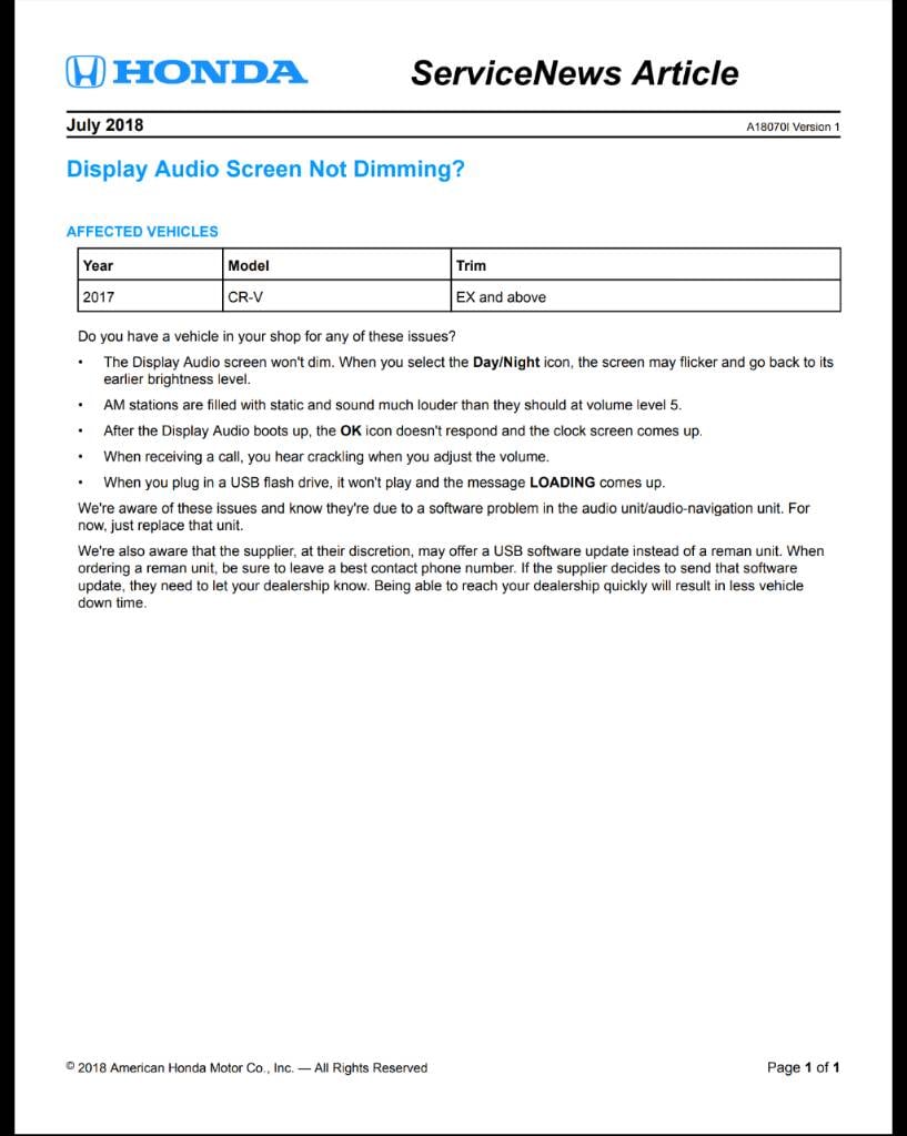 Head unit software update details | Honda CR-V Owners Club Forums