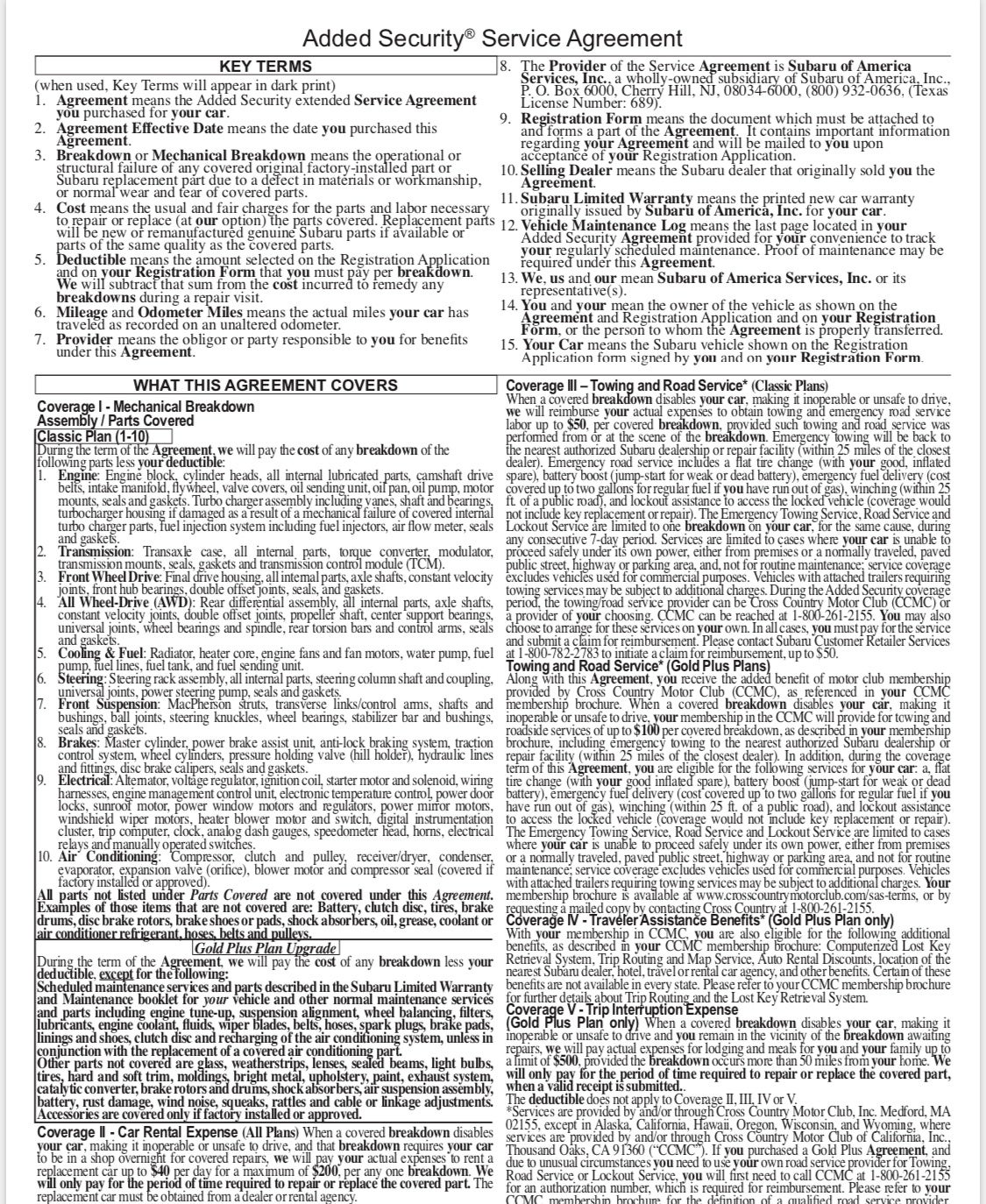 Gold Plus Extended Warranty for 2016 OB | Page 39 | Subaru Outback Forums