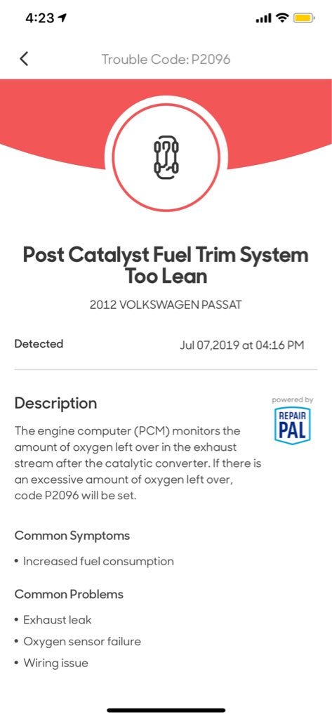 2012 Volkswagen Passat error p2096 | VW Vortex - Volkswagen Forum