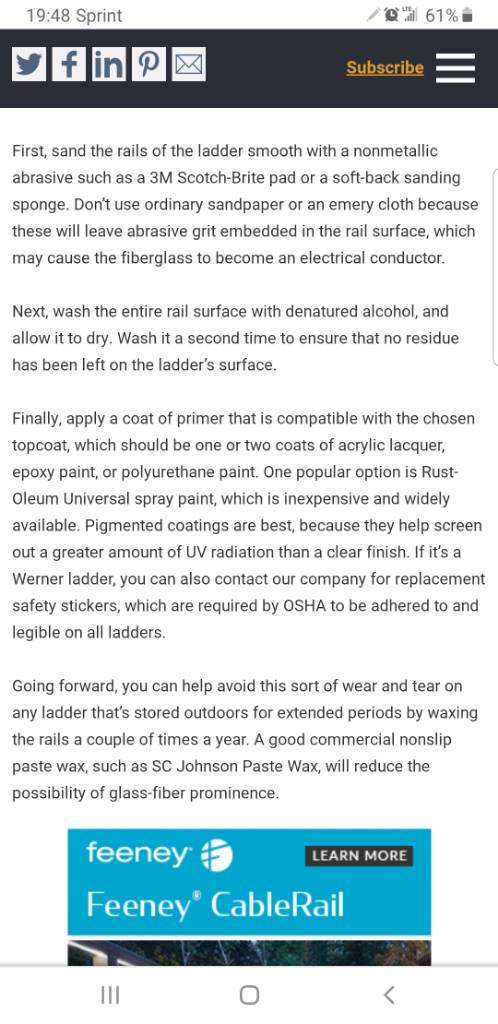 Fiberglass ladder splinters | Contractor Talk - Professional ...