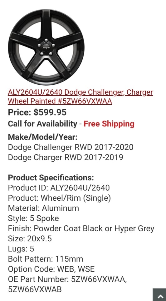 Factory wheel P/N | SRT Hellcat Forum