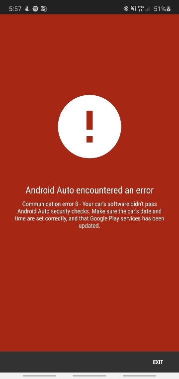 Android Auto Error 8