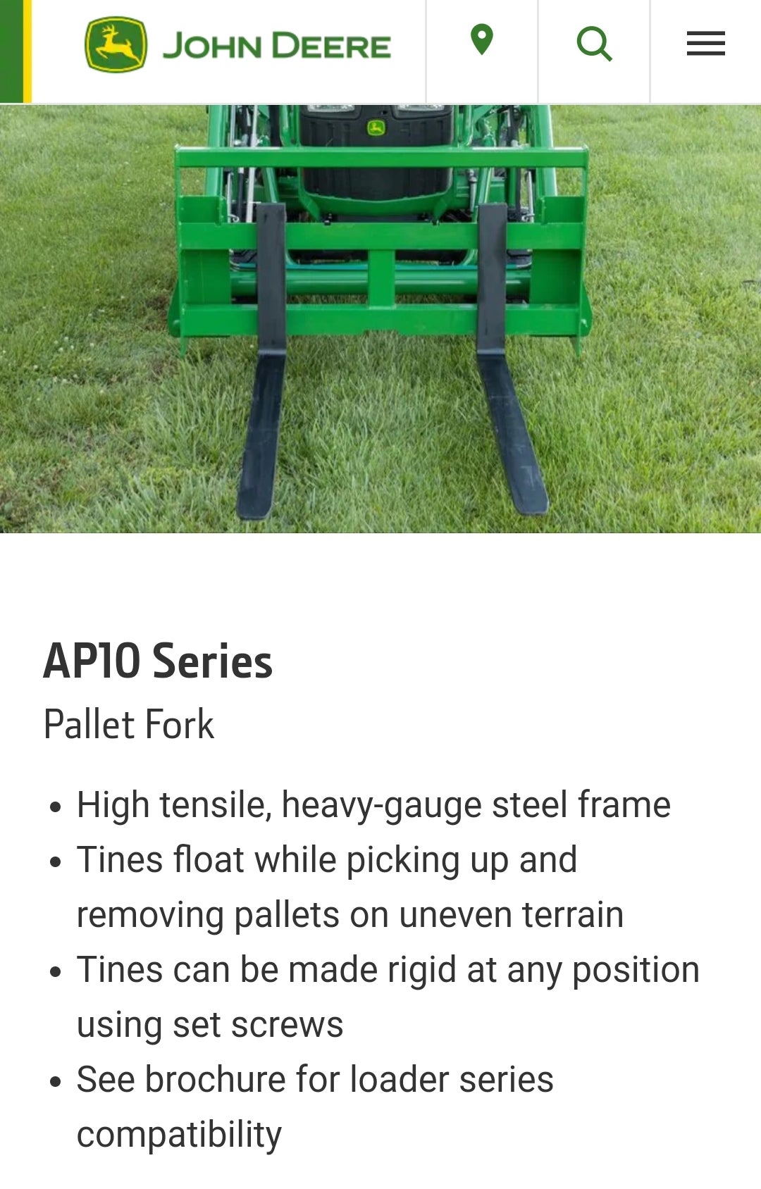Question about AP10F pallet forks | Green Tractor Talk