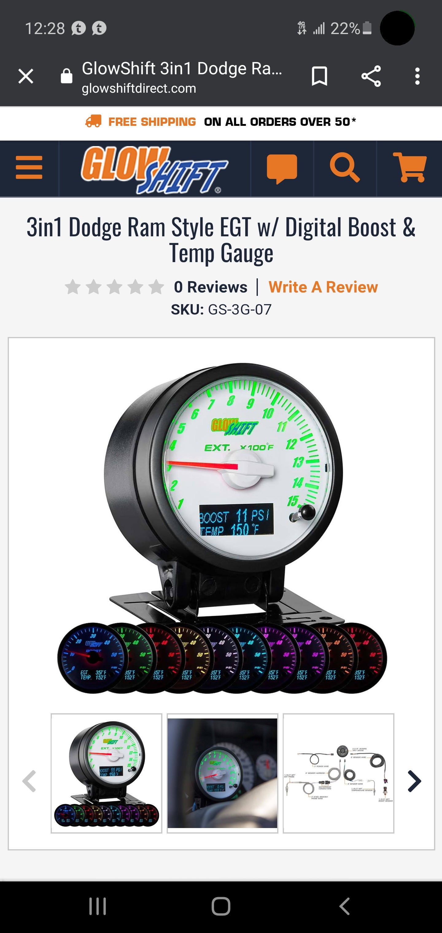 Glowshift 3 in 1 60mm install into srt-10 pillar mount 52mm hole and ...