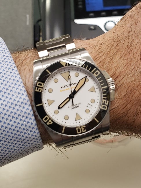 FSO: Helson Shark Diver 38 SS - White & Vintage Lume Dial - Full Kit ...