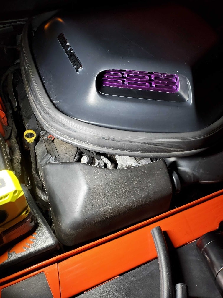 Shaker, intake, catch can, oh my | Dodge Challenger Forum