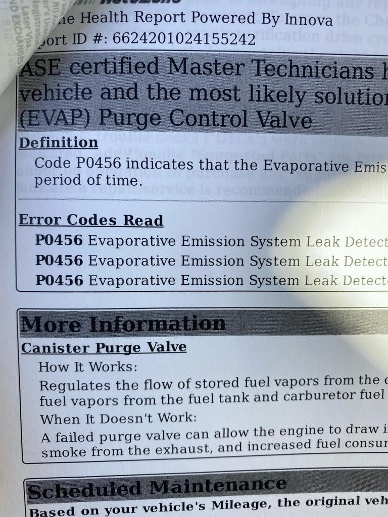 Code P0456.. Check Engine Light On.. Fuel overflow | Dodge Durango Forum