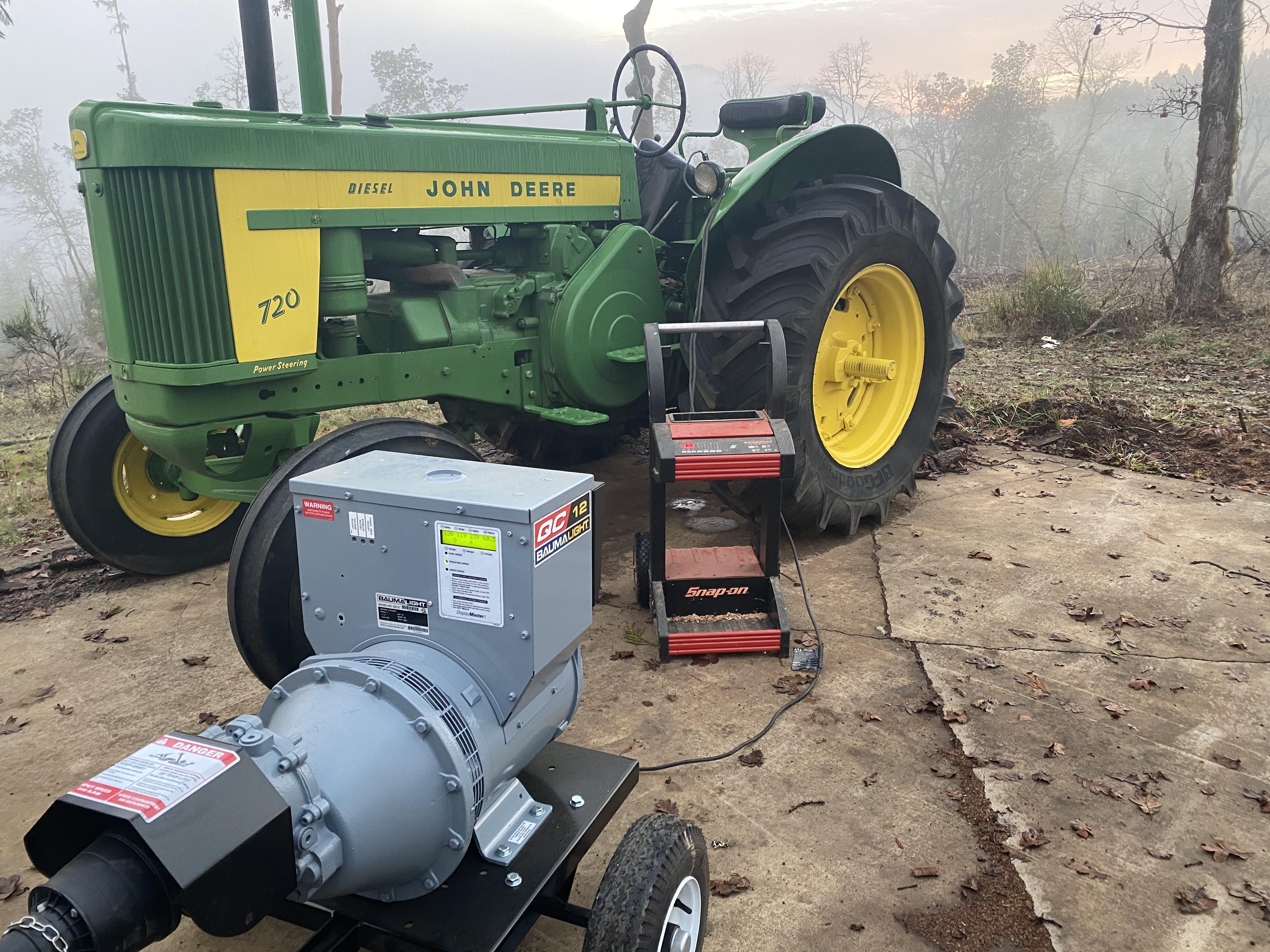 PTO generator helping old friend start his morning | Green Tractor Talk