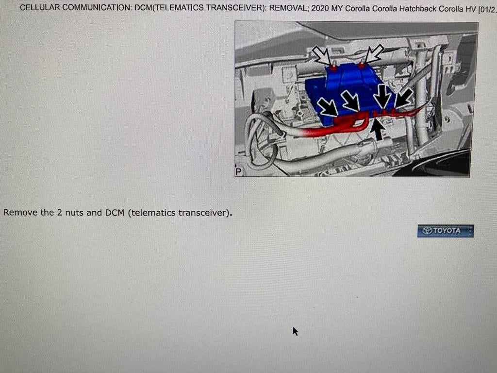 How do I locate the DCM Telematics unit on a 2020 Corolla? | Toyota Forum