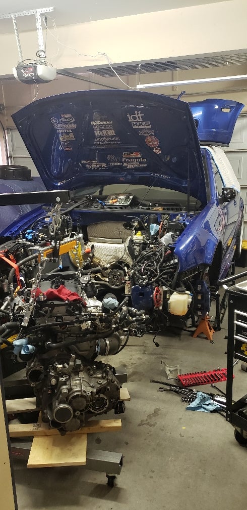 Remove transmission from engine without disconnecting the bevel box ...