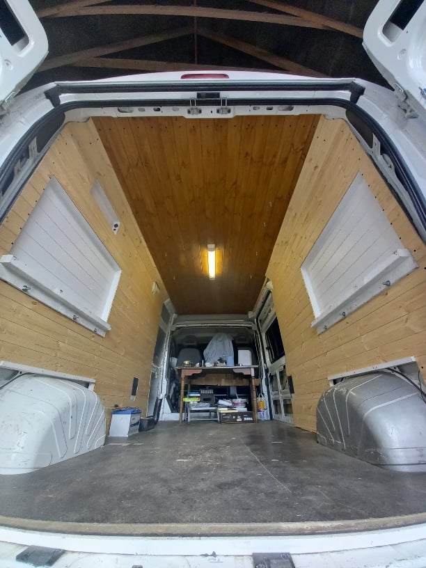 Maximising garage height using steel bed frame, featuring wall insets ...