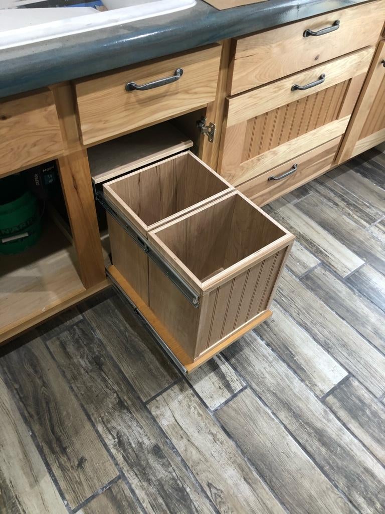 Covered Pull out double trash bin under counter for kitchen ...