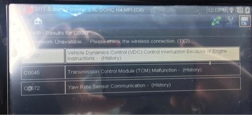 2011 - VDC codes - C0072, C0045 & C0057? | Subaru Forester Owners Forum