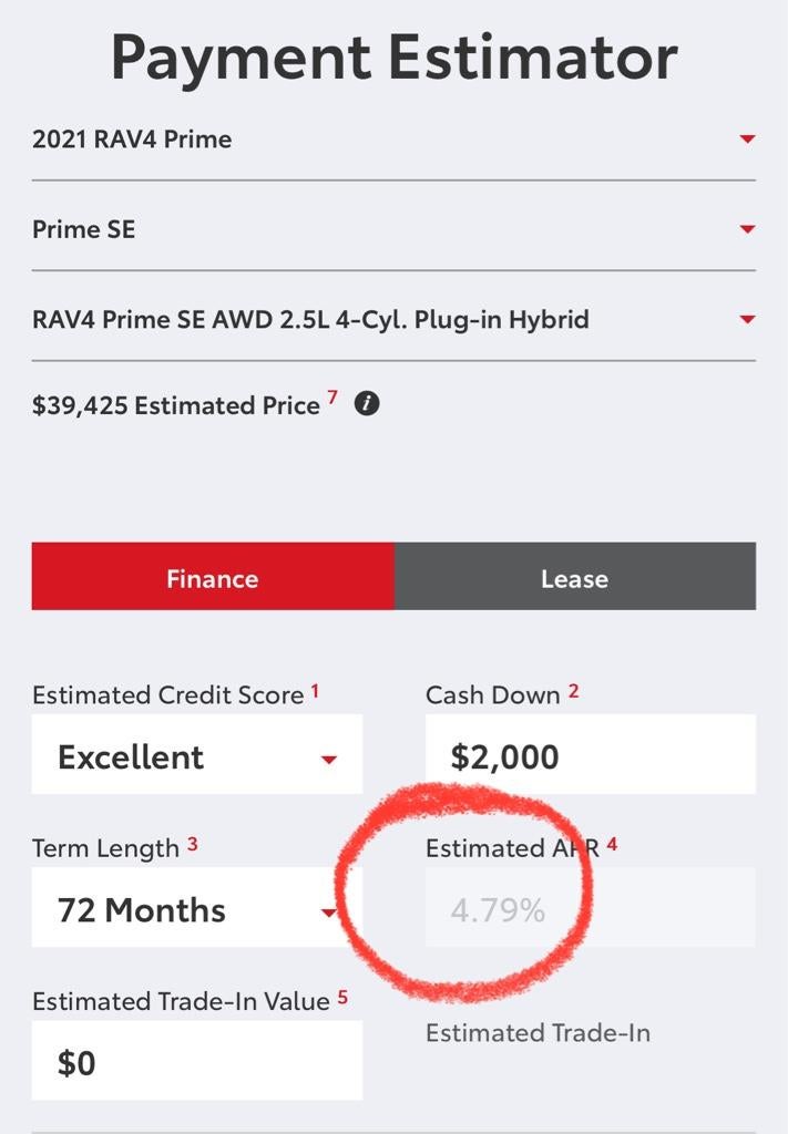 Interest rates for Toyota Finance? | Toyota RAV4 Forums