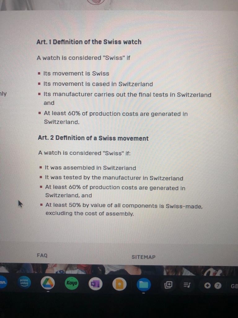 Swiss watches and Chinese/Asia parts... to what extent is this actually ...