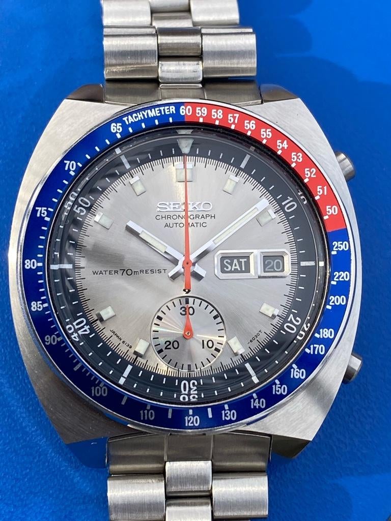 FS Seiko 6139-6001 Silver Pogue Boxes Certificate Incredible Condition ...