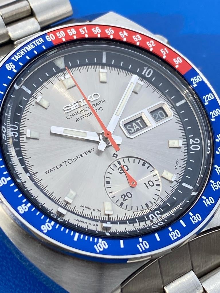 FS Seiko 6139-6001 Silver Pogue Boxes Certificate Incredible Condition ...