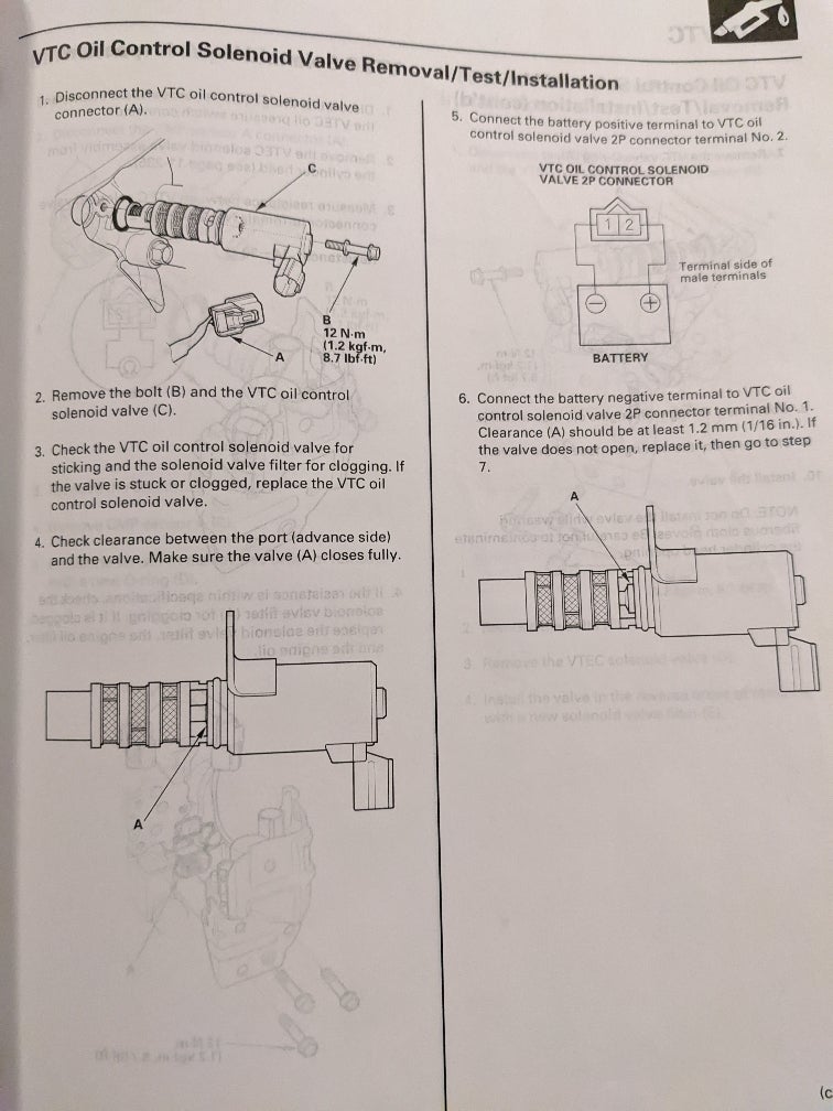 P1009 code, What should the resistance be on the VVT Solenoid? | Honda ...