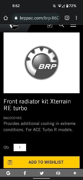 BRP factory radiator kit for 900R | Ski-Doo Snowmobiles Forum