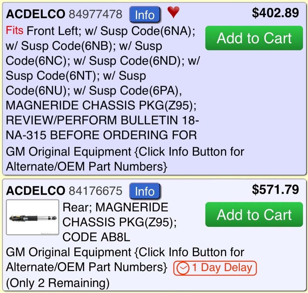 Shock absorber replacement advice | Cadillac Owners Forum